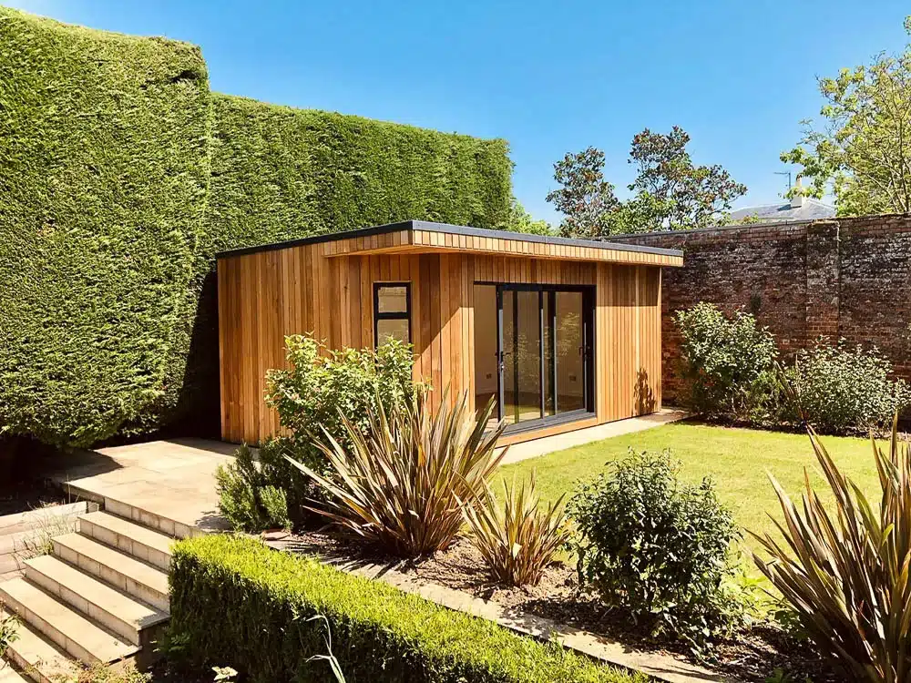 An Angled Corner Softens a Garden Studio - The Garden Room & Annexe Guide